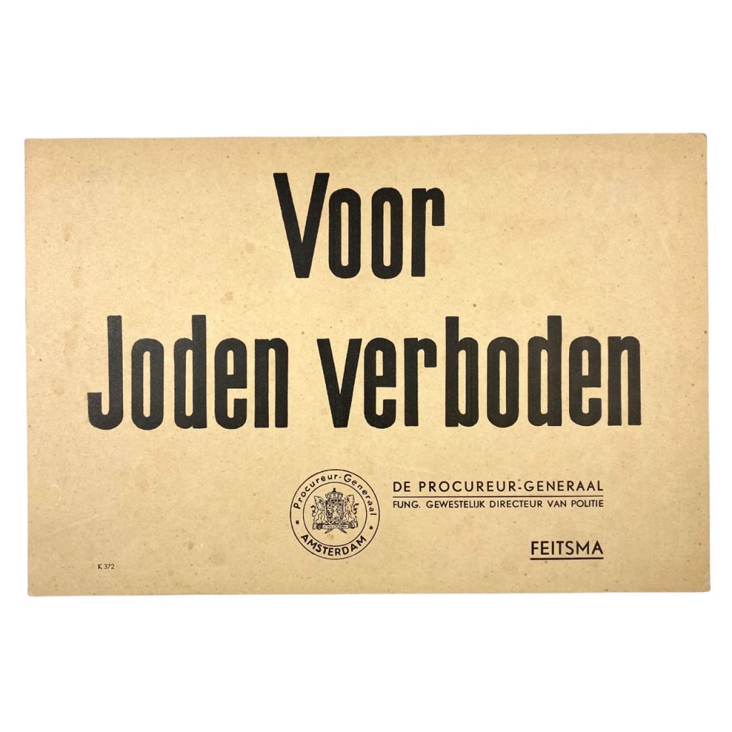 Amsterdam – For Jews forbidden carton sign – Holocaust Archive